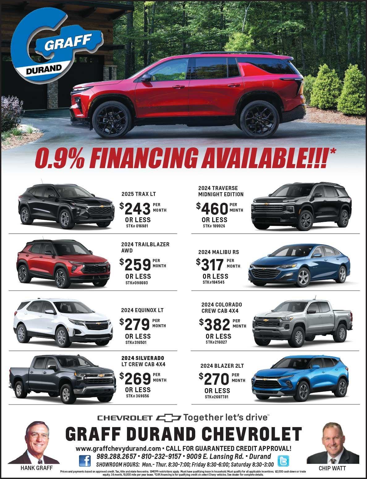 Chevrolet New Car Specials | Durand Chevrolet dealer in Durand MI